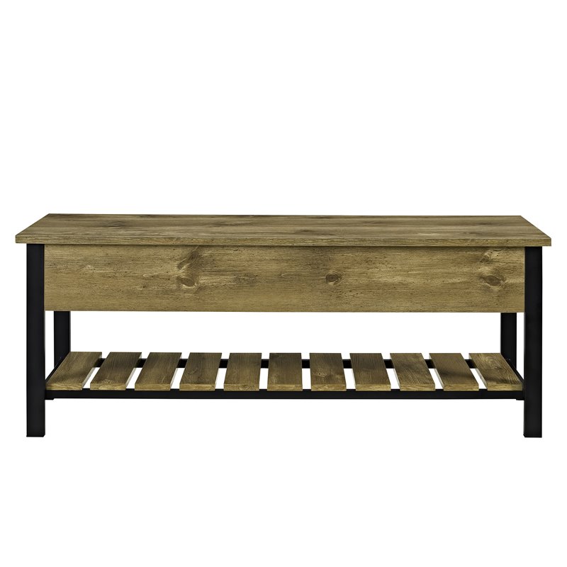 Pemberly Row 48" Open-Top Storage Bench with Shoe Shelf in Barnwood ...