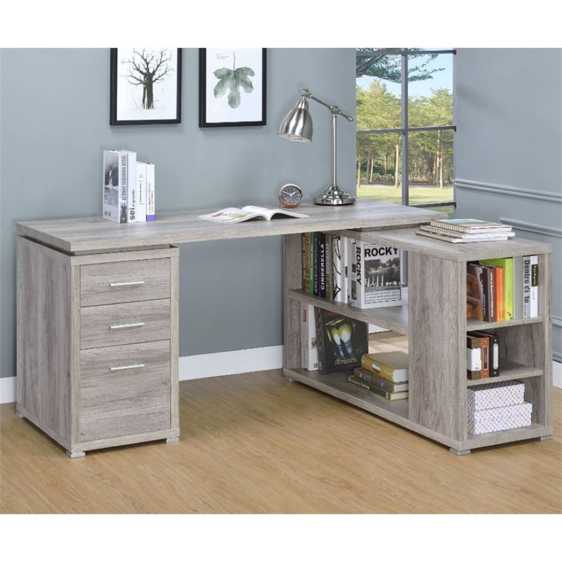 Pemberly Row L Desk in Grey Driftwood - PR-4753-1718453