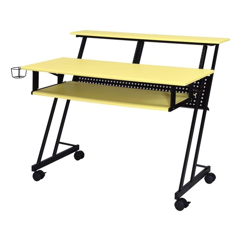Pemberly Row Contemporary Wood Music Recording Studio Desk in Yellow ...