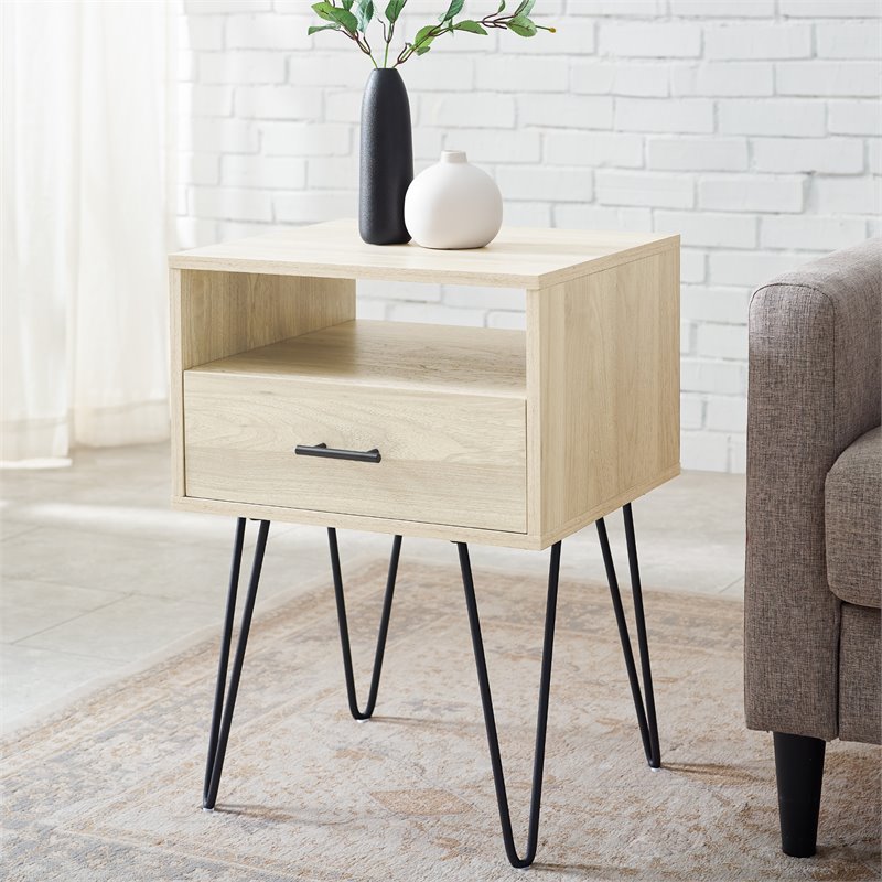 Hairpin nightstand with drawer store