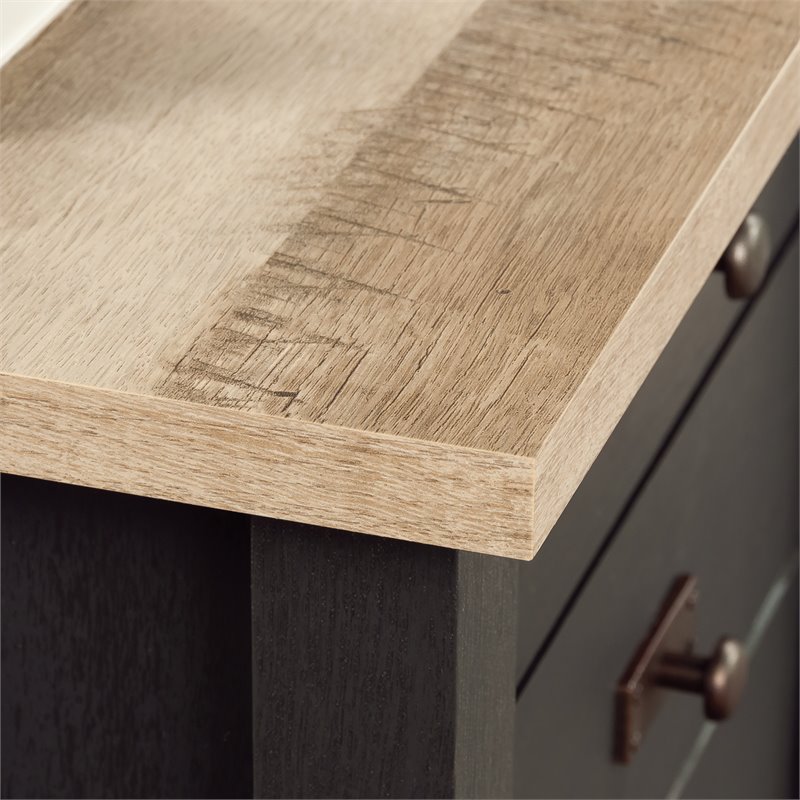 Pemberly Row Cottage Road Engineered Wood L-Shape Desk in Raven Oak ...