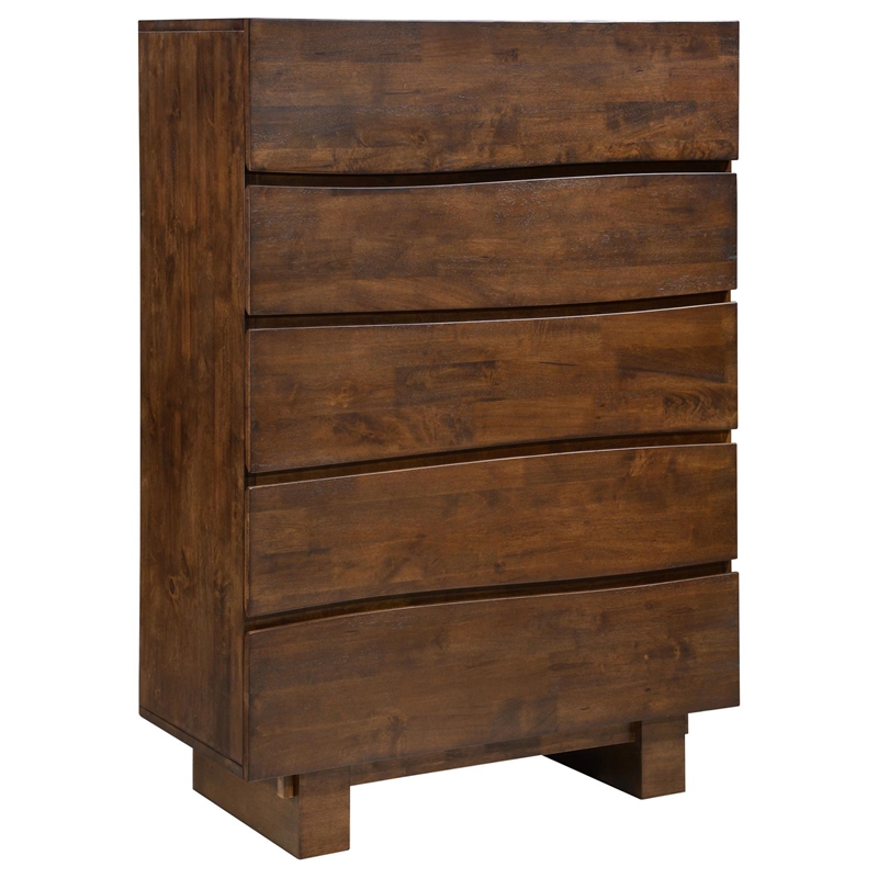 Pemberly Row 5 Drawer Modern Wood Rectangular Chest in Dark Brown ...