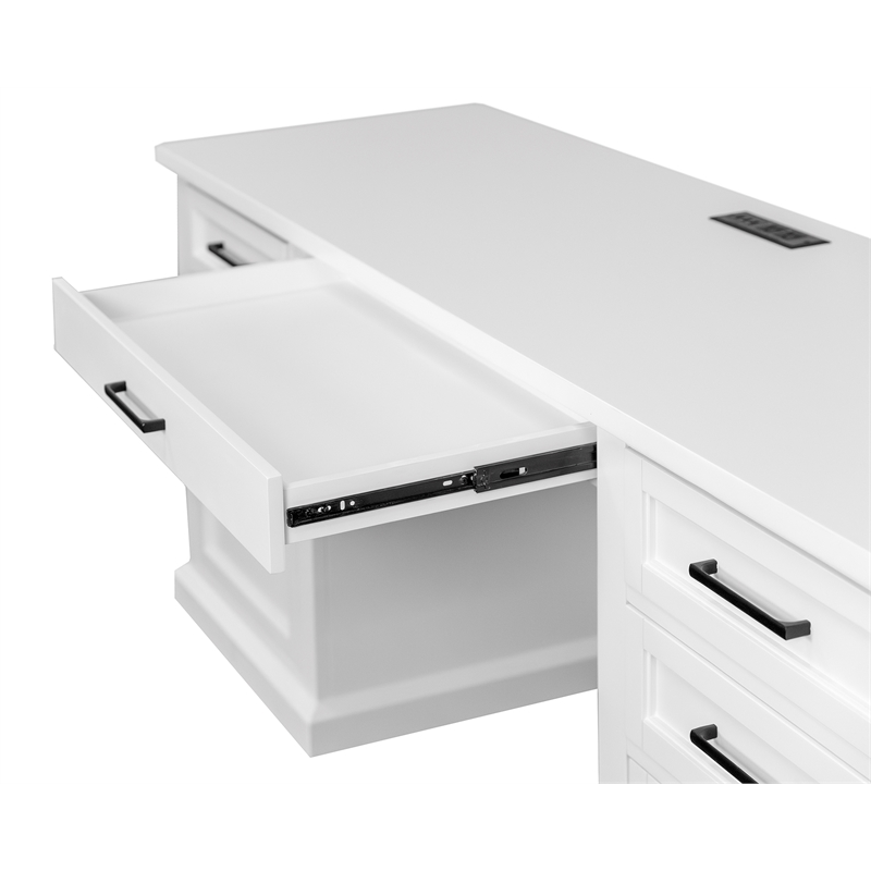 Pemberly Row Modern Wood Desk Office Writing Table in White Finish