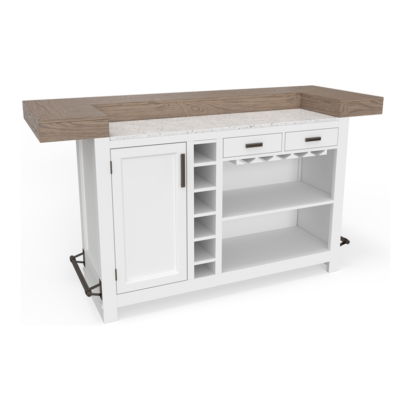 Pemberly Row Modern Wood Bar with Quartz Insert in White/Natural ...