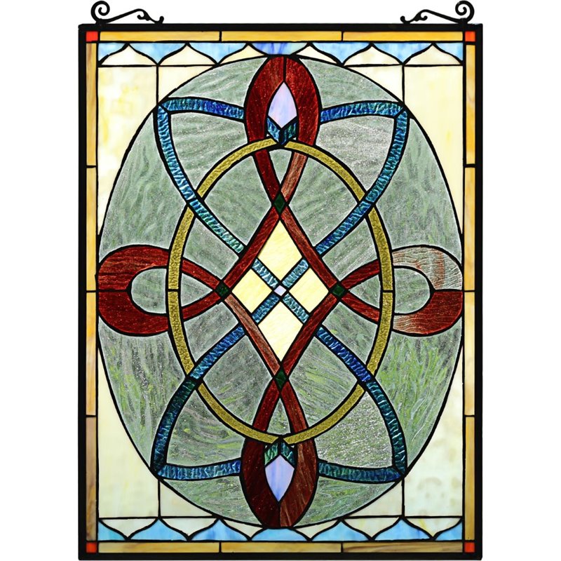 Pemberly Row Contemporary Tiffany-glass Window Panel 24" Tall ...