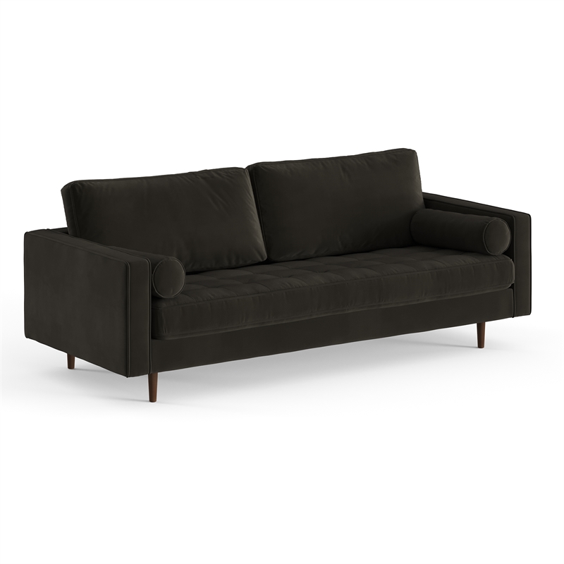 Pemberly Row Modern / Contemporary Performance Velvet Sofa in Smoke ...