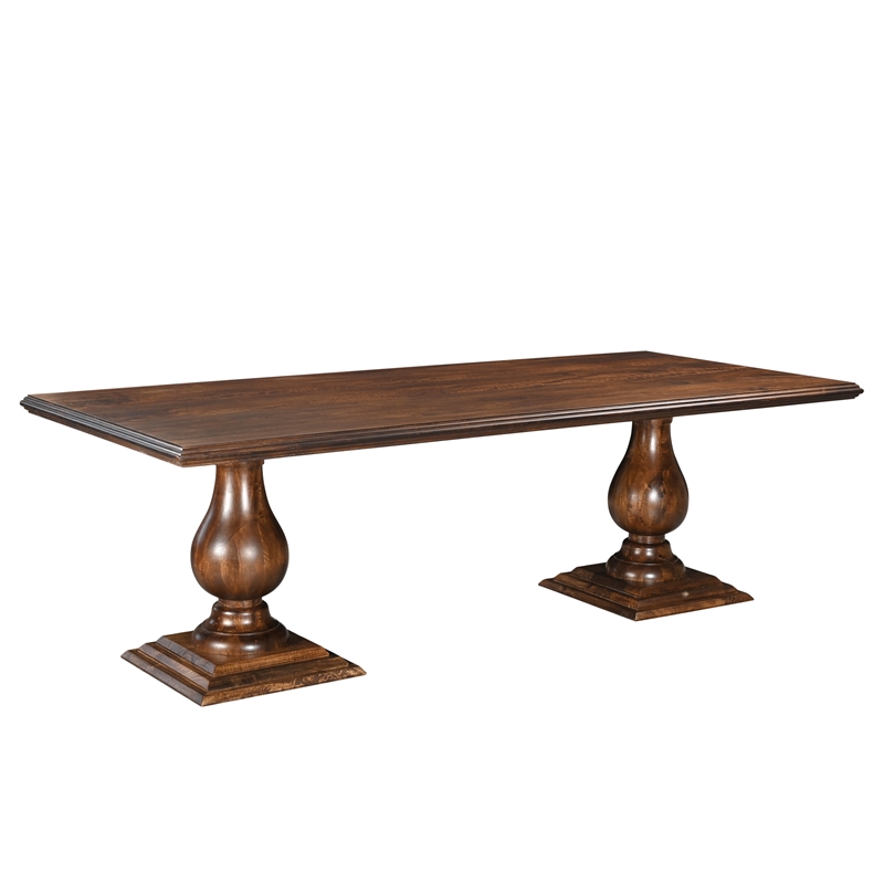Pemberly Row 96" Solid Wood Double Pedestal Dining Table in Dark Brown ...