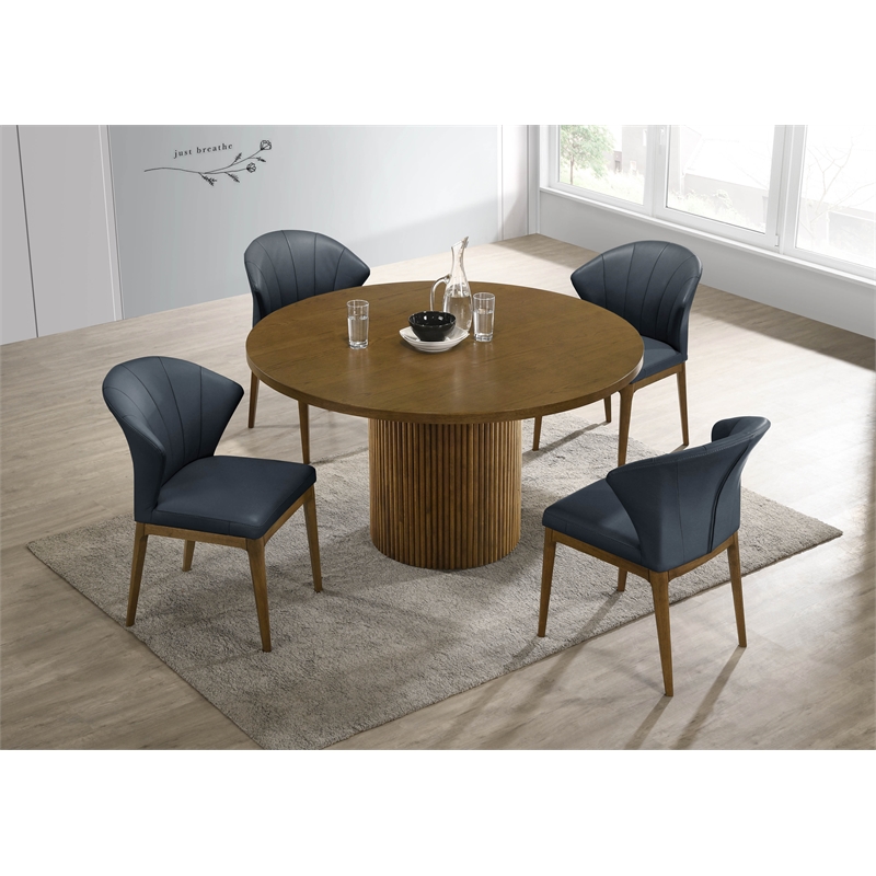 Pemberly Row Contemporary Wood Round Dining Table with Single Pedestal ...