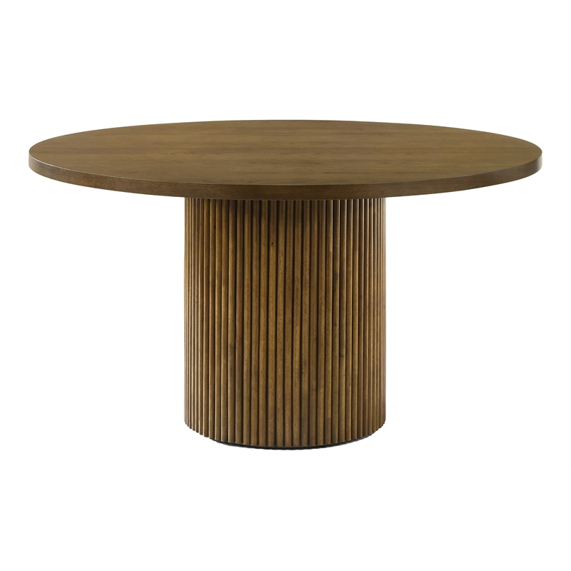 Pemberly Row Contemporary Wood Round Dining Table with Single Pedestal ...