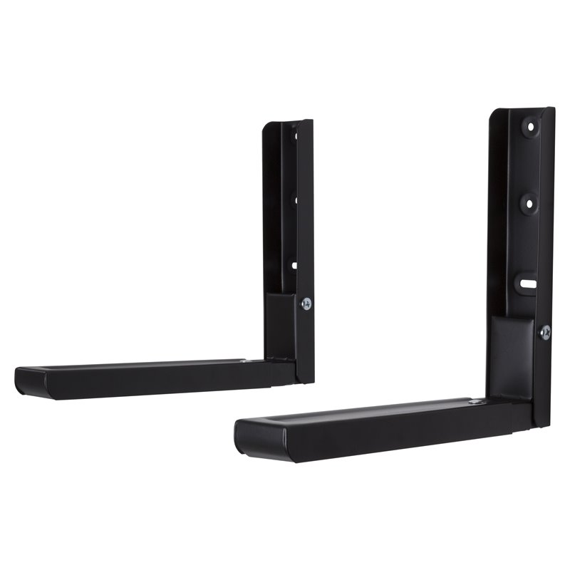 Pemberly Row Steel Universal Wall-Mounted Microwave Brackets in Black ...