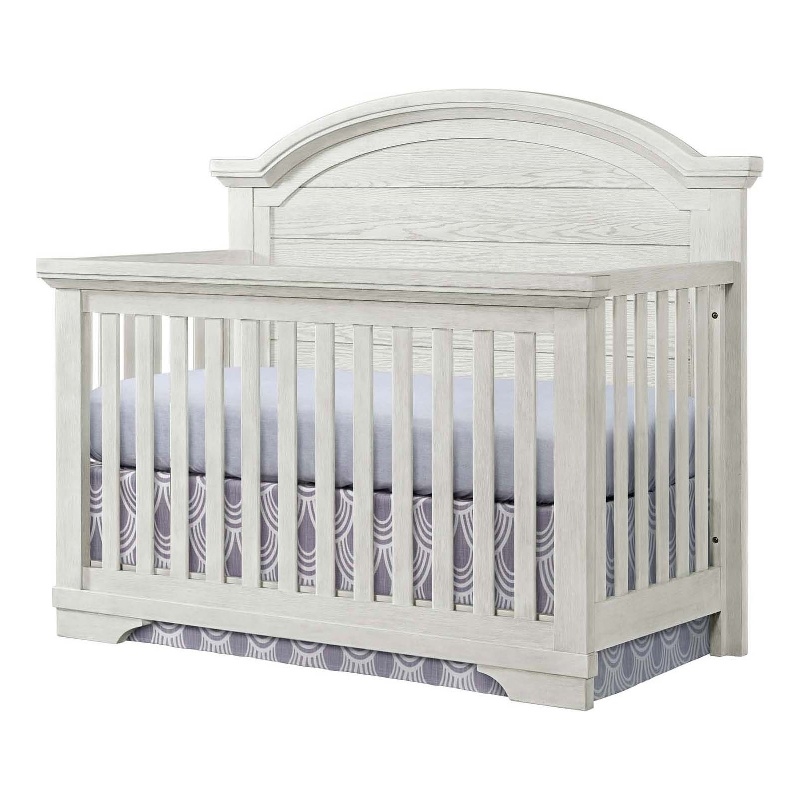 Pemberly Row Modern Wood Arch Top Convertible Crib in White Dove