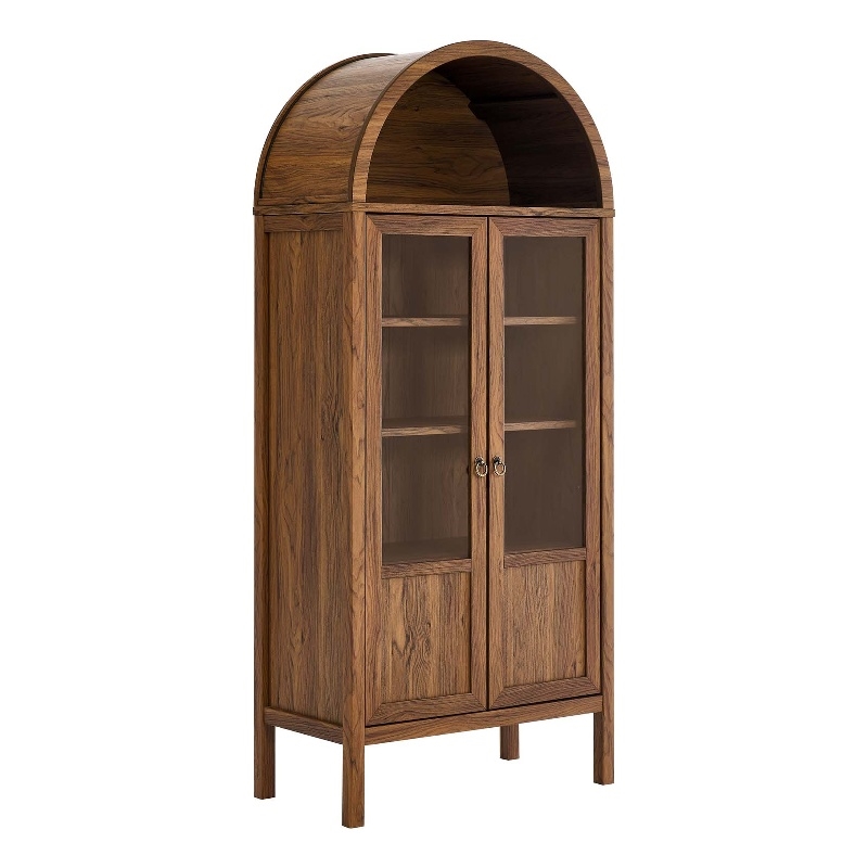 Pemberly Row Wood Tall Storage Display Cabinet with Rounded Arched Top ...