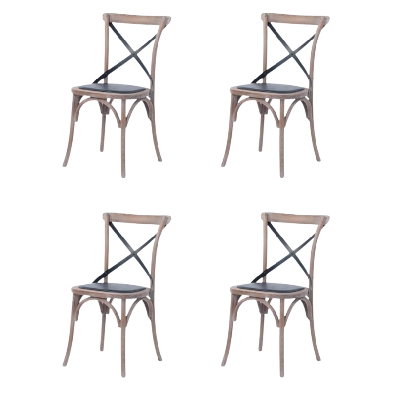Pemberly Row Contemporary Black & Rattan Cross Back Side Dining Chair ...
