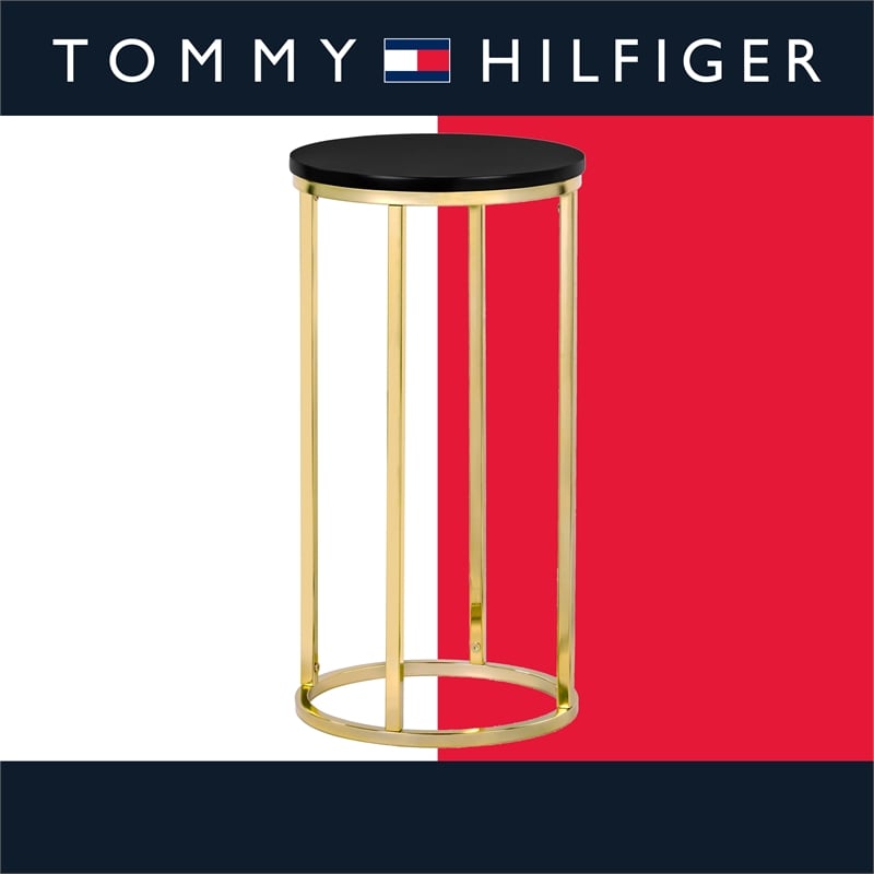 Tommy Hilfiger Ellias Round Table Black and Gold | Bush Furniture ...