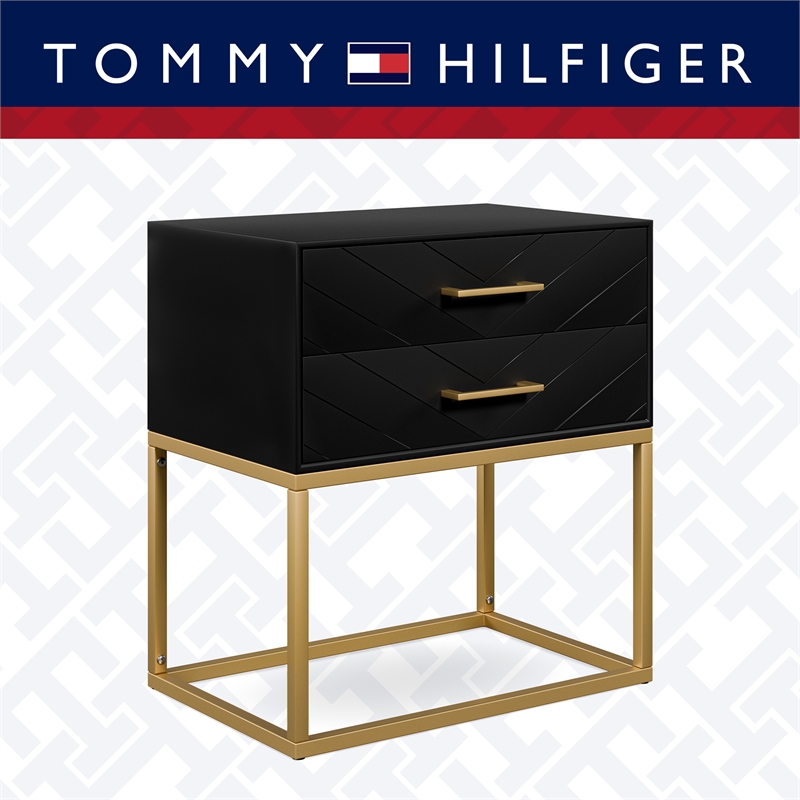 Tommy Hilfiger Ellias Bedside Table Black and Gold