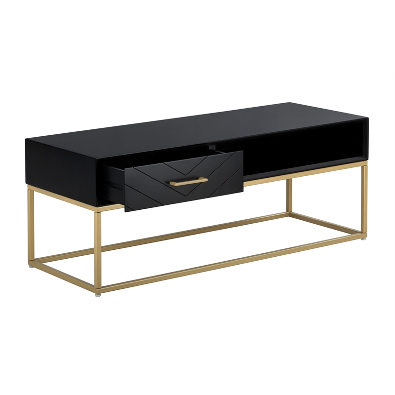 Tommy Hilfiger Ellias TV Stand Black and Gold Cymax Business