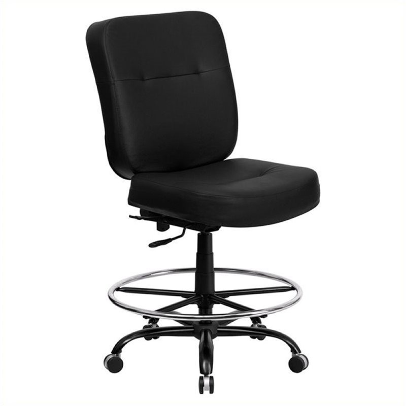 Scranton and Co Leather Swivel Drafting Chair in Black | Homesquare