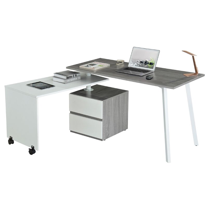 Scranton & Co Rotating Modular Computer Desk in Gray | Cymax Business