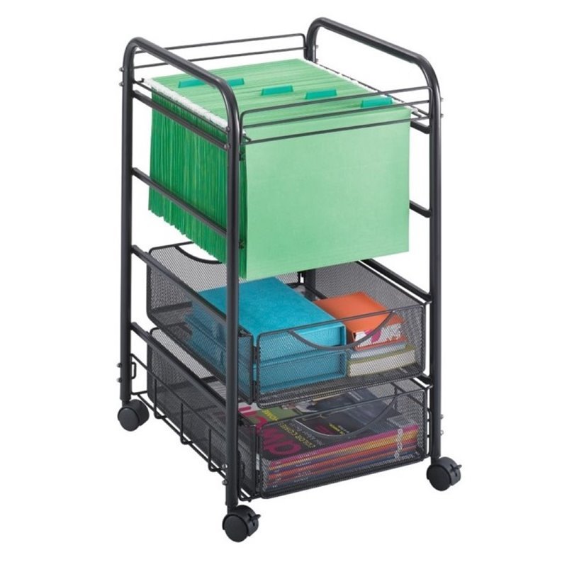 Scranton & Co 2 Drawer Mesh File Cart in Black | Homesquare