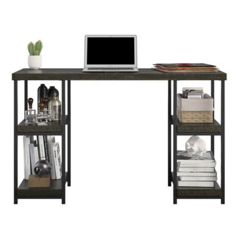 Scranton & Co Powder-Coated Metal Frame Double Pedestal Desk in Dark ...