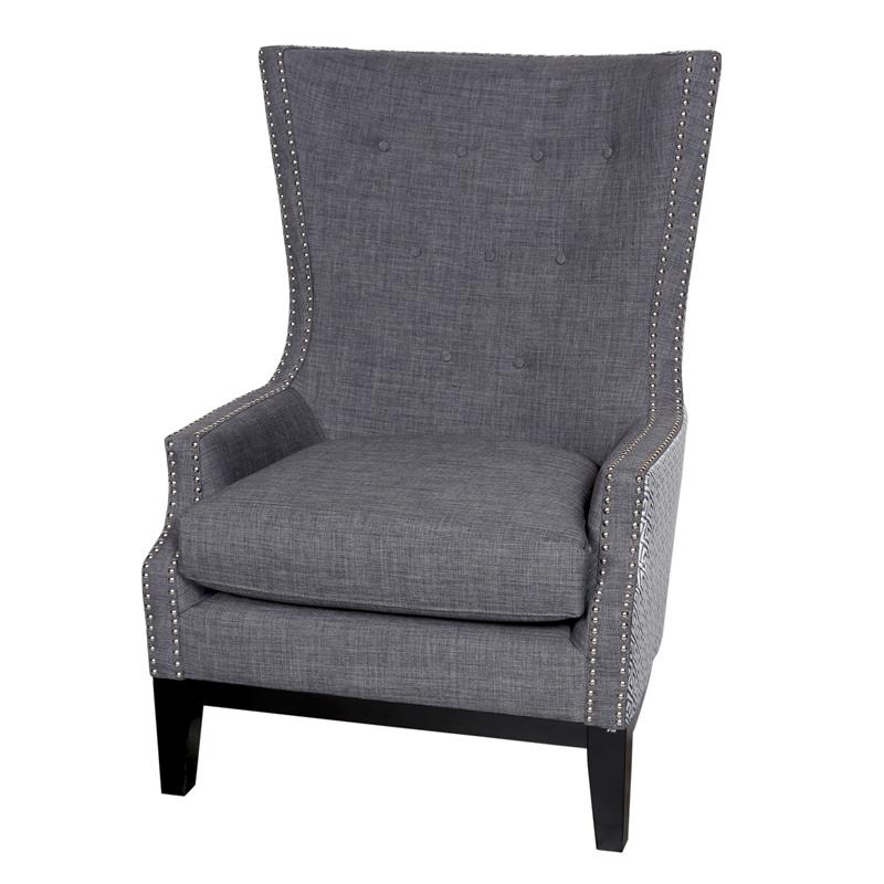 Draper High-Back Linen-Look Wingback Accent Chair - Gray and Pattern ...