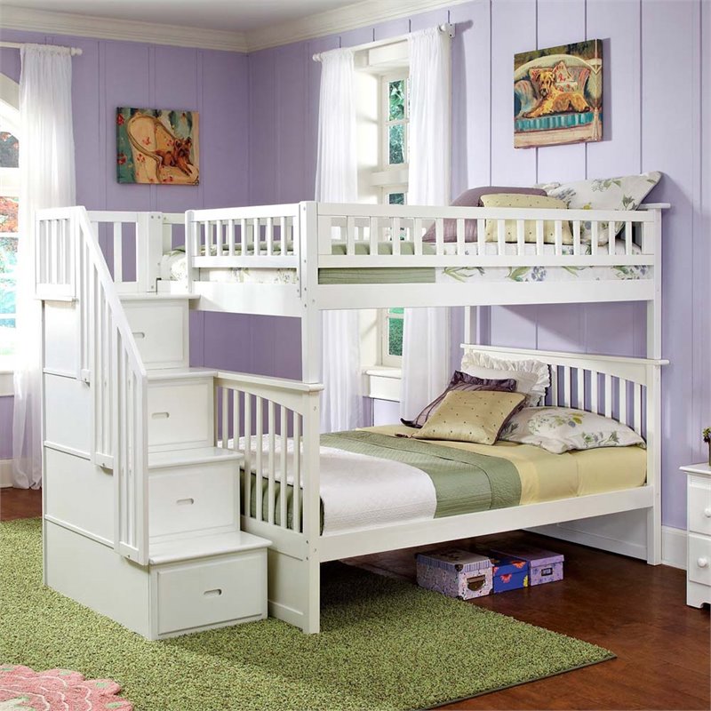 Rosebery Kids Full Over Full Staircase Bunk Bed In White Cymax Business Rosebery Kids Full Over Full Staircase Bunk Bed In White Cymax Business