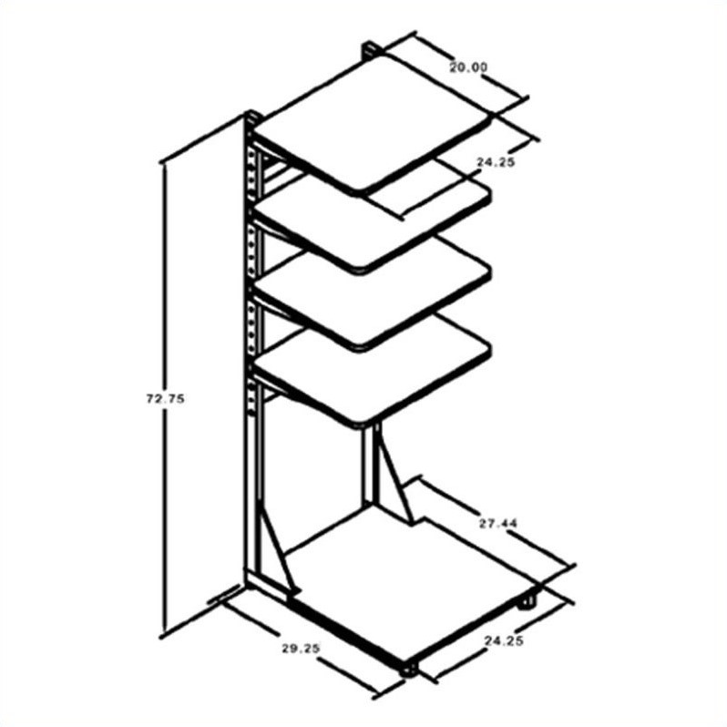 Mayline eLAN Computer Racking System - 24" Server Station - 21145EZ