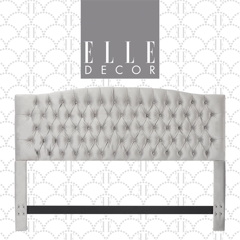 Elle Decor Celeste Queen Size Headboard Pearl Grey Velvet ...