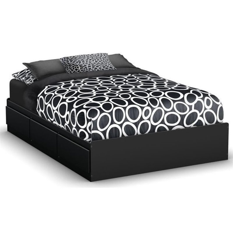 South Shore Full Storage Bed in Pure Black - 3107211
