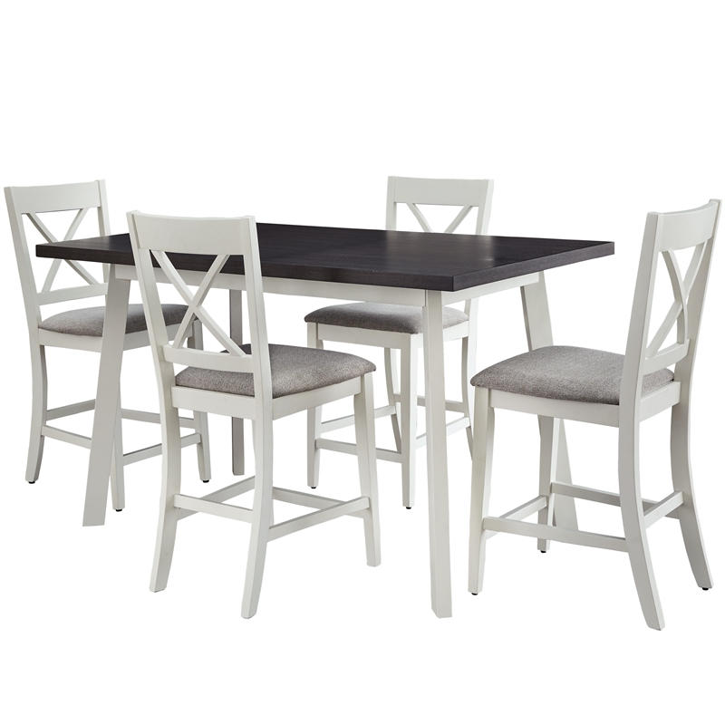 Progressive Furniture Salt & Pepper Wood Counter Table w/4 Chairs ...