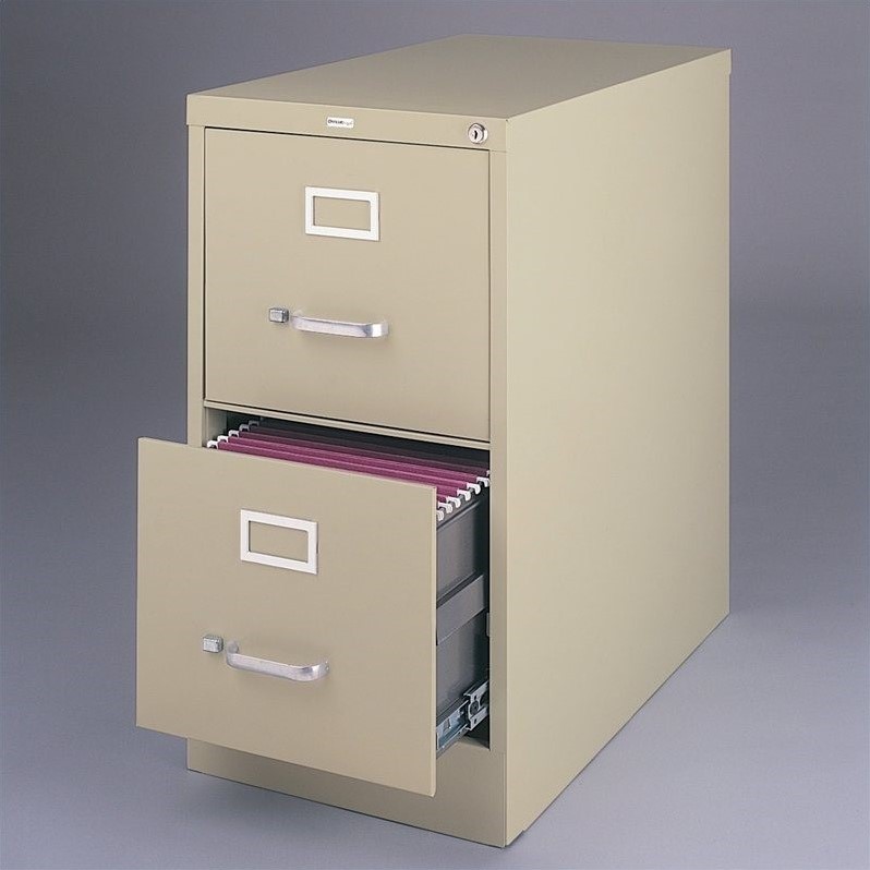 Home Square 2 Piece Deep Metal Vertical Filing Cabinet Set in Putty Beige