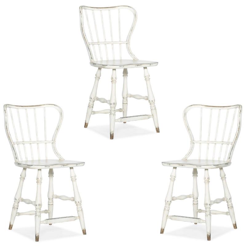 Home Square 3 Piece 24" Spindle Back Counter Stool Set in Chalky White ...