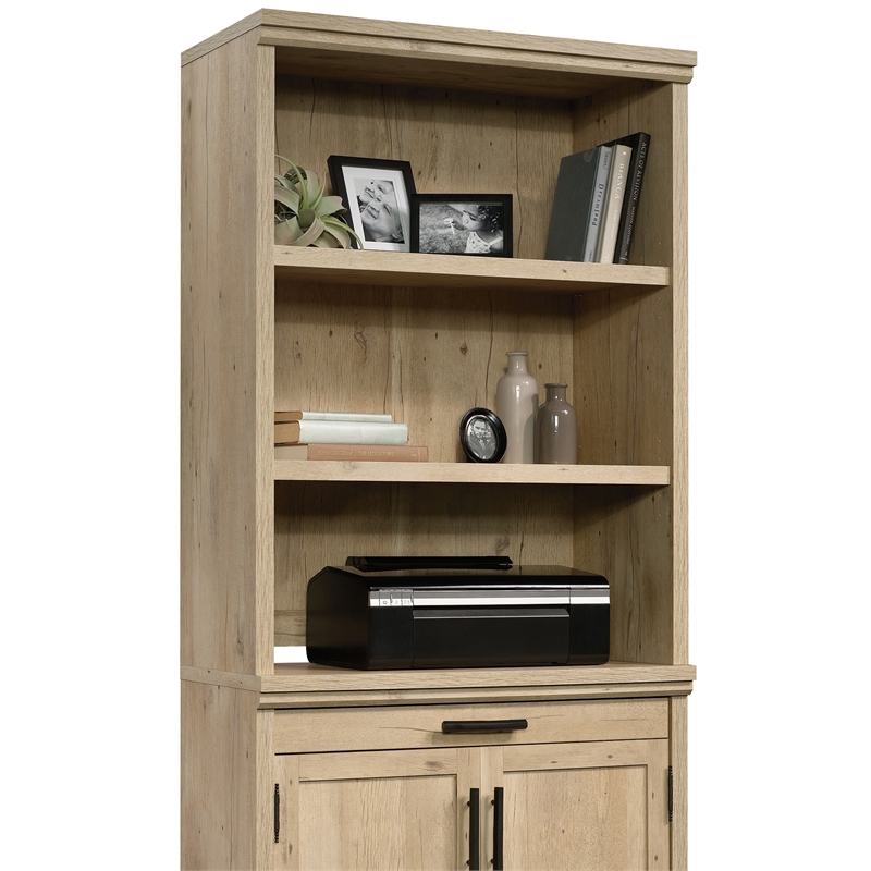 Home Square 4-Piece Set with Desk Large Hutch Library Hutch & Base ...