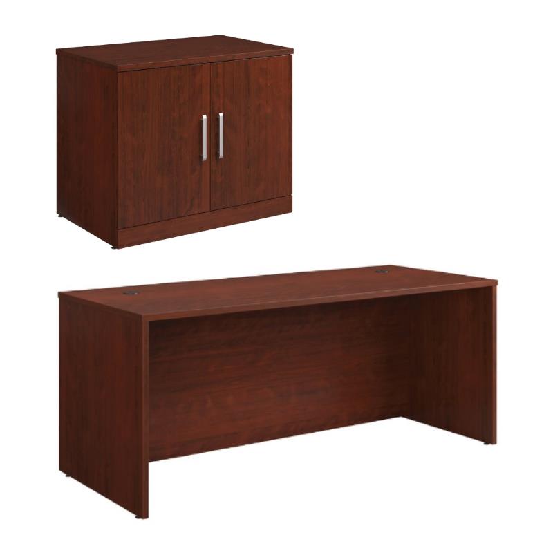 Home Square 2-Piece Set with Desk Shell & Storage Cabinet in Classic ...