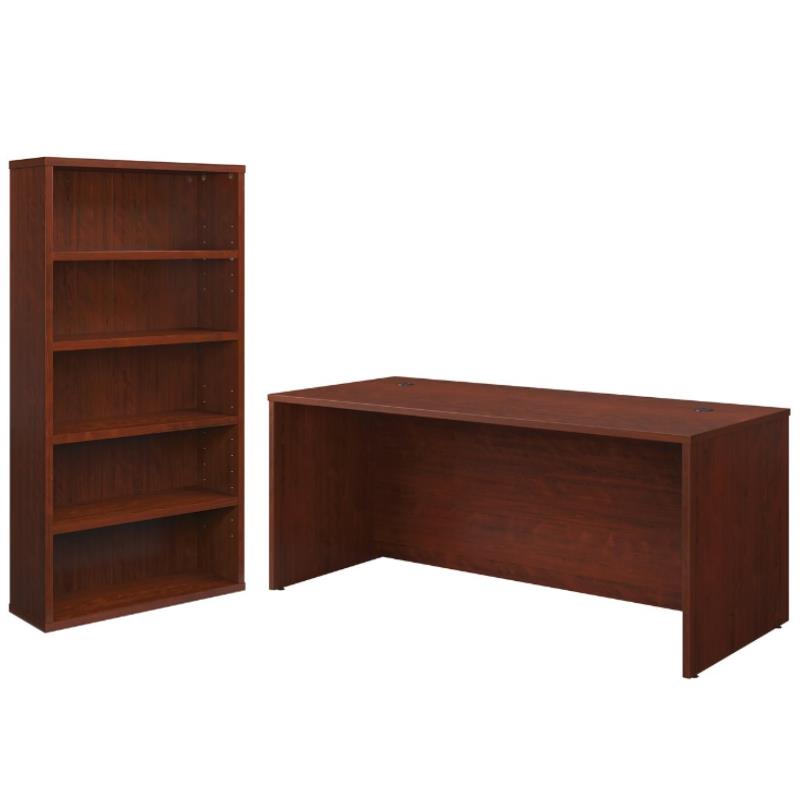 Home Square 2-Piece Set with Desk Shell and 5-Shelf Bookcase in Classic ...