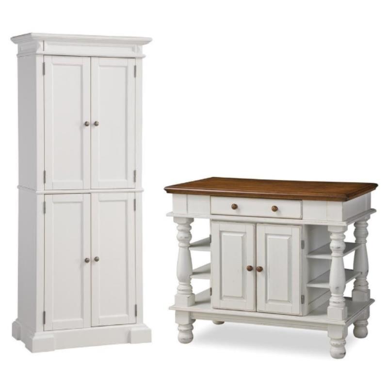 Home Square 2-Piece Set with Kitchen Island and Pantry in Off White ...