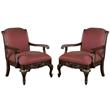 Home Square Wood Arm Chair in Walnut and Red Finish - Set of 2 | Cymax ...
