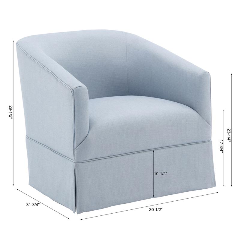 Home Square Polyester Fabric Swivel Accent Chair in Sky Blue - Set of 2