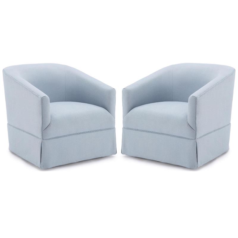 Home Square Polyester Fabric Swivel Accent Chair in Sky Blue - Set of 2