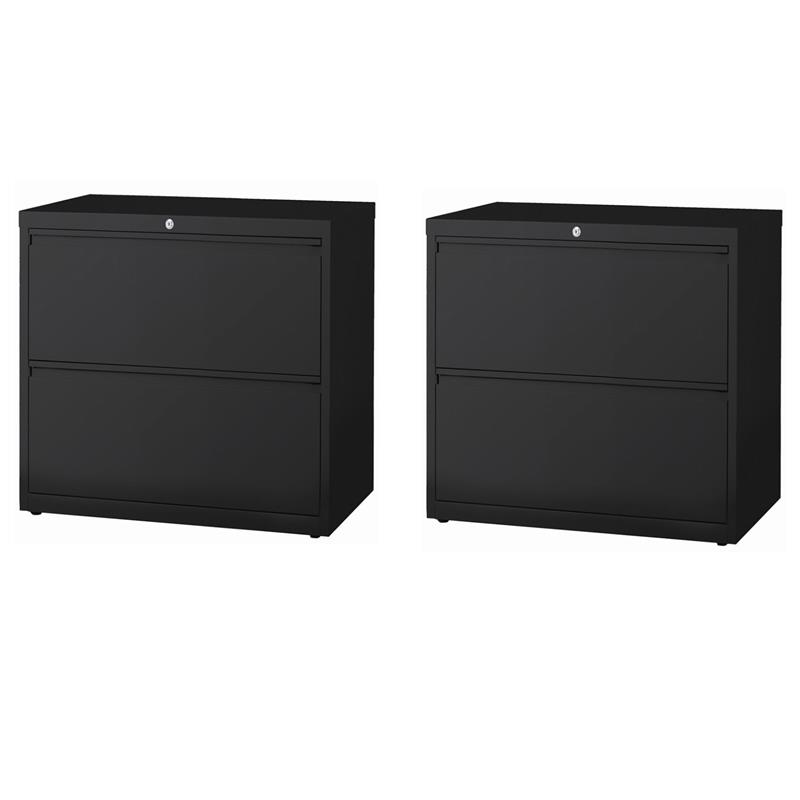 Home Square Set of 2 36-in Wide Metal 2 Drawer Lateral File Cabinet in ...