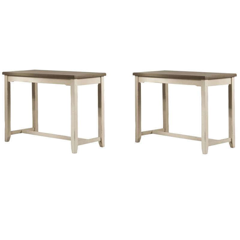 Home Square Set of 2 Wood Open Back Counter Height Stools in Sea White ...