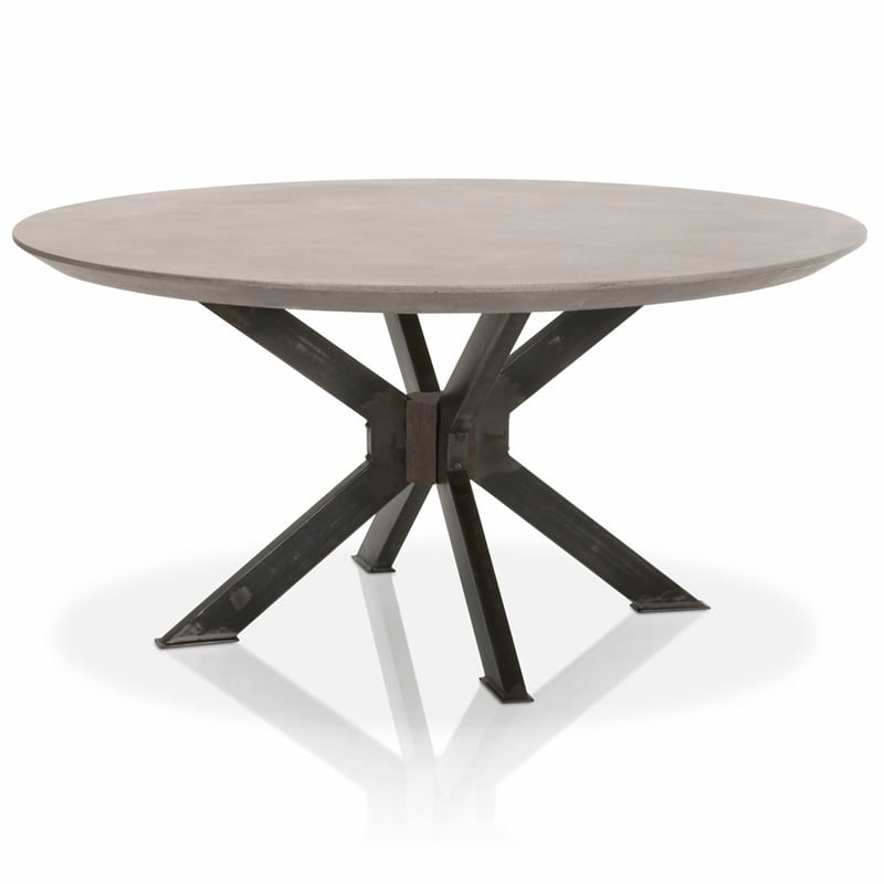 Maklaine 60" Round Dining Table in Ash Gray and Distressed Black