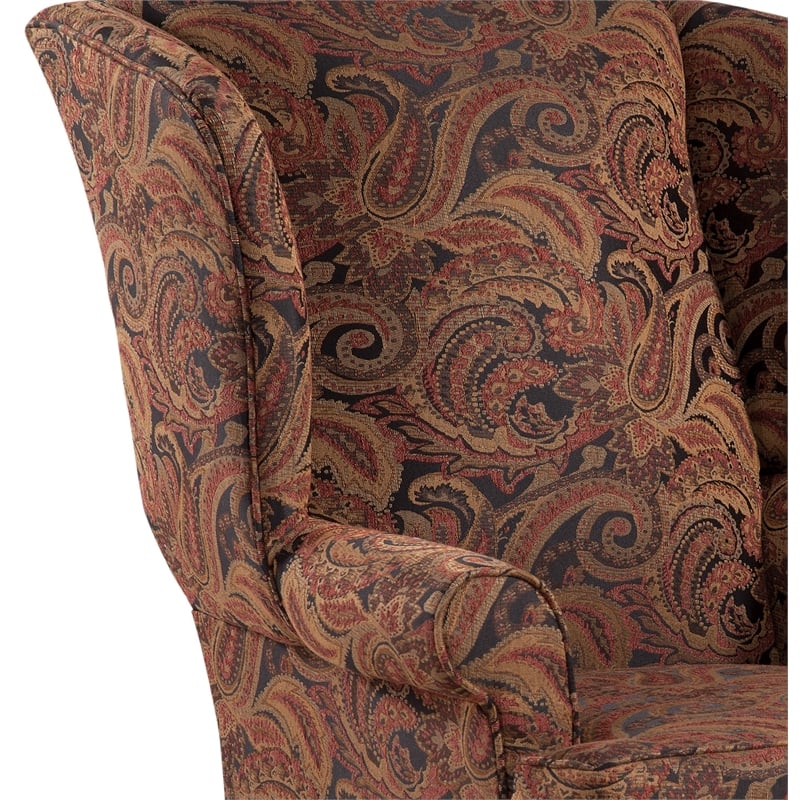 Comfort Pointe Paisley Cranberry Red Chenille Traditional Wing Back ...