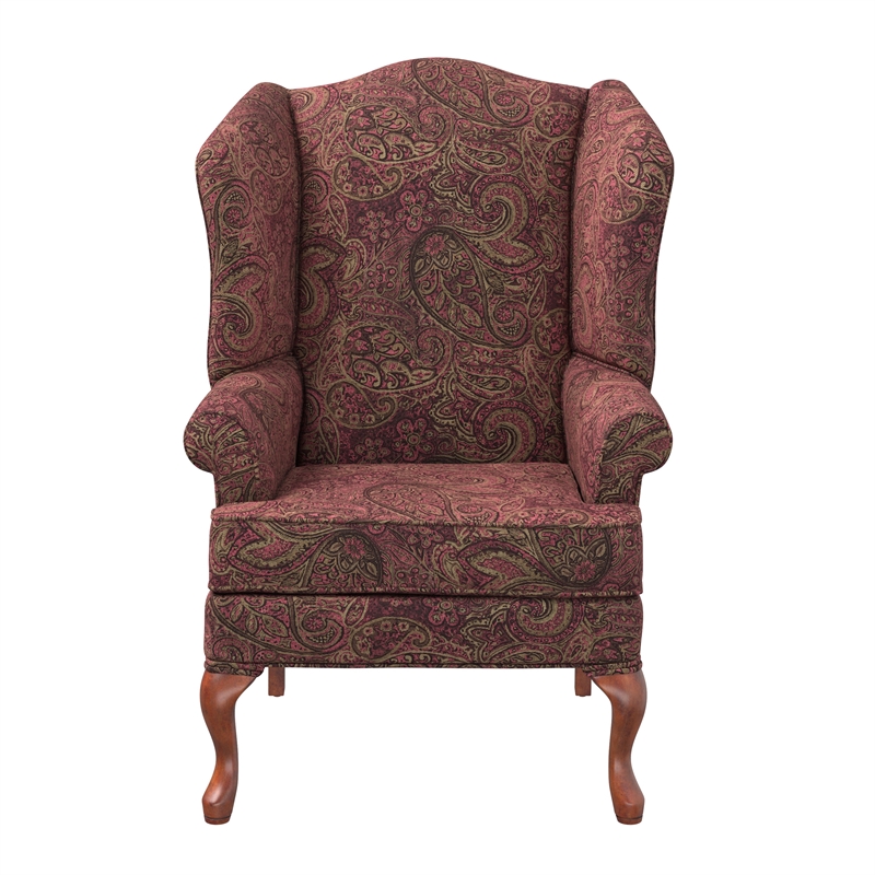 Comfort Pointe Paisley Cranberry Wing Back Chair - 7000-01