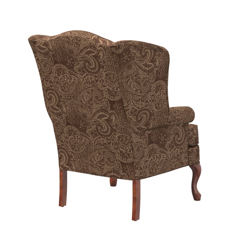 Comfort Pointe Paisley Cocoa Brown Chenille Fabric Wing Back Accent ...