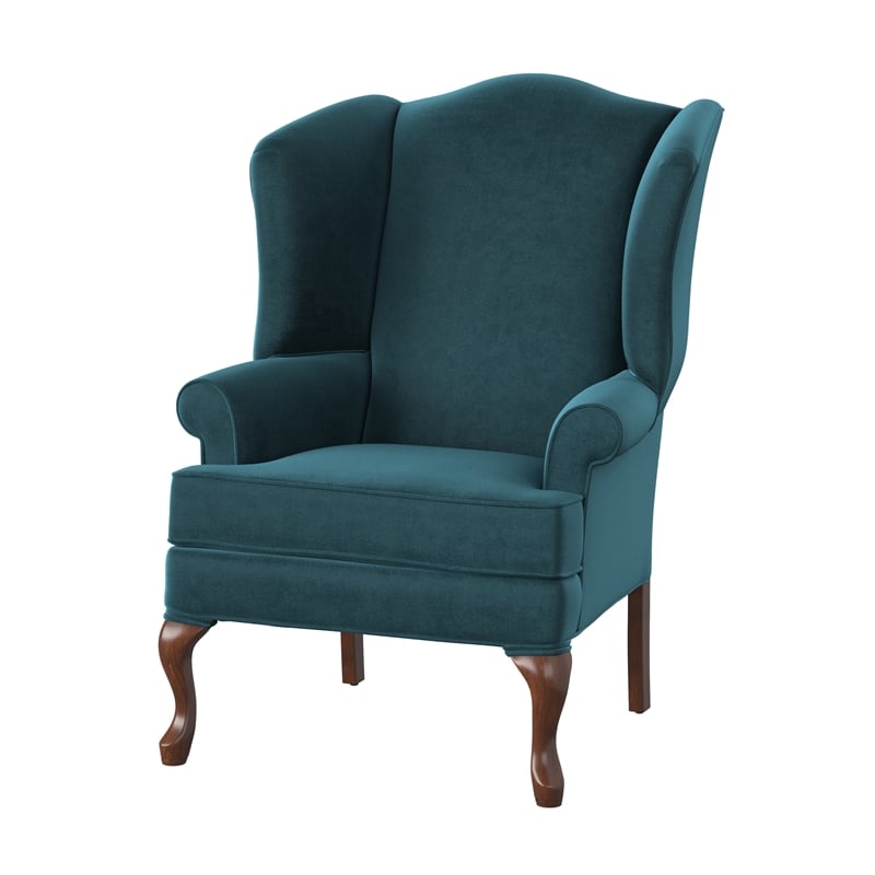 Comfort Pointe Elizabeth Ocean Blue Microfiber Wingback Chair | Cymax ...