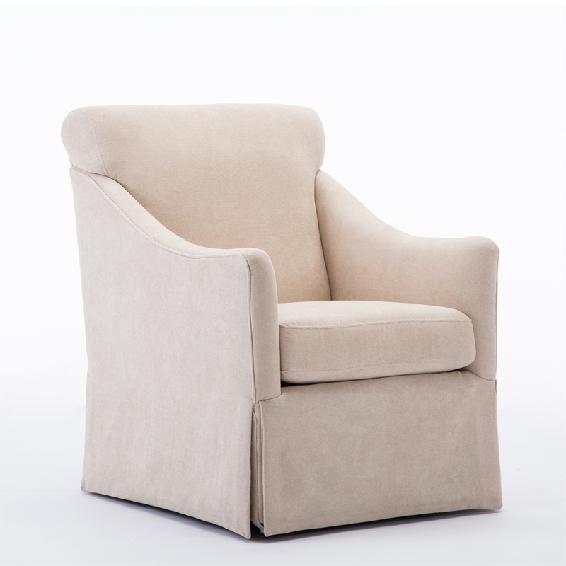 Comfort Pointe Georgia Beige Shell Fabric Skirted Swivel Chair | Cymax ...