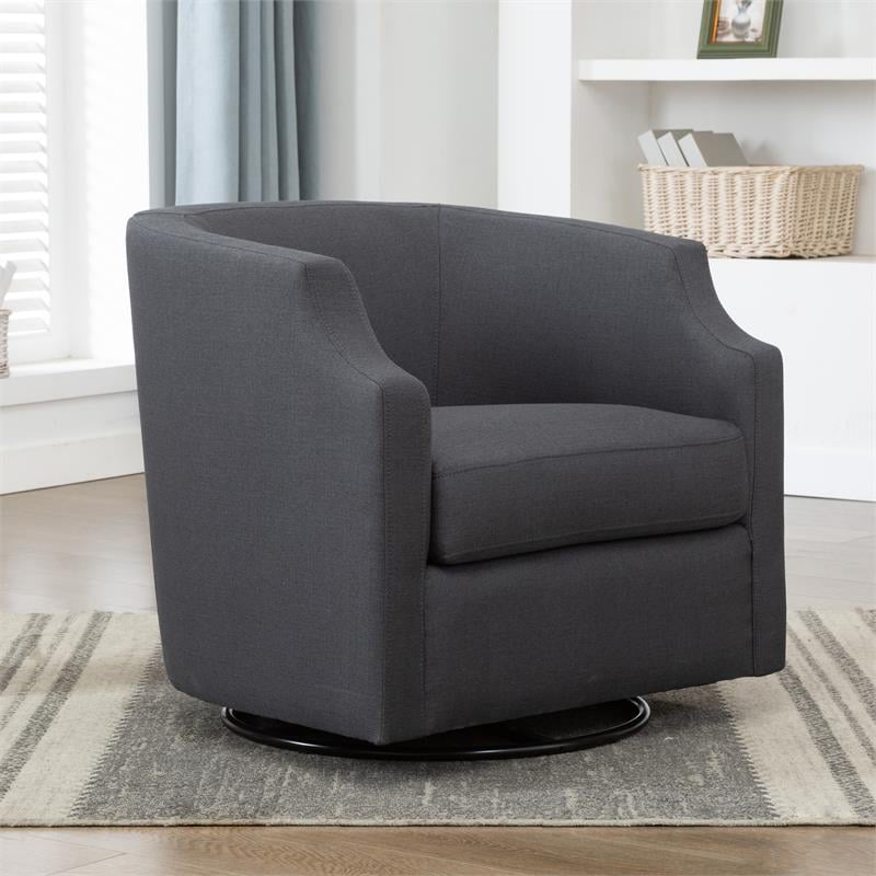 Infinity Ashen Gray Polyester Fabric Swivel and Rocker Barrel Accent ...