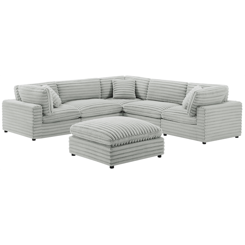 Comfort Pointe Julia 6-piece Sectional in Plush Gray Cord-like Fabric ...