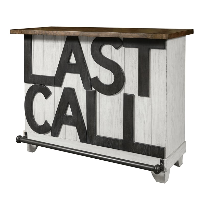 Home Fare Last Call Locking Home Bar in Weathered White - D259-411